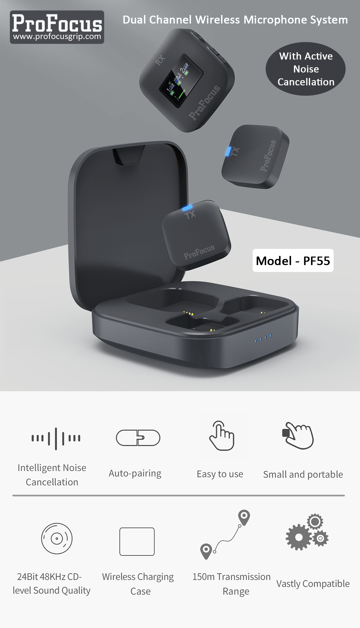 Buy ProFocus PF55 Dual Channel Wireless Microphone at Lowest Price in India